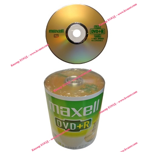 ДИСК Maxell DVD+R 4.7GB/120min max 16x 100бр. | eмагазин на Квазер - Технически хипермаркет - Квазер