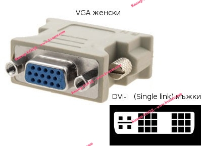 Преходник DVI-D (Single link) мъжки към VGA женски | eмагазин на Квазер ...