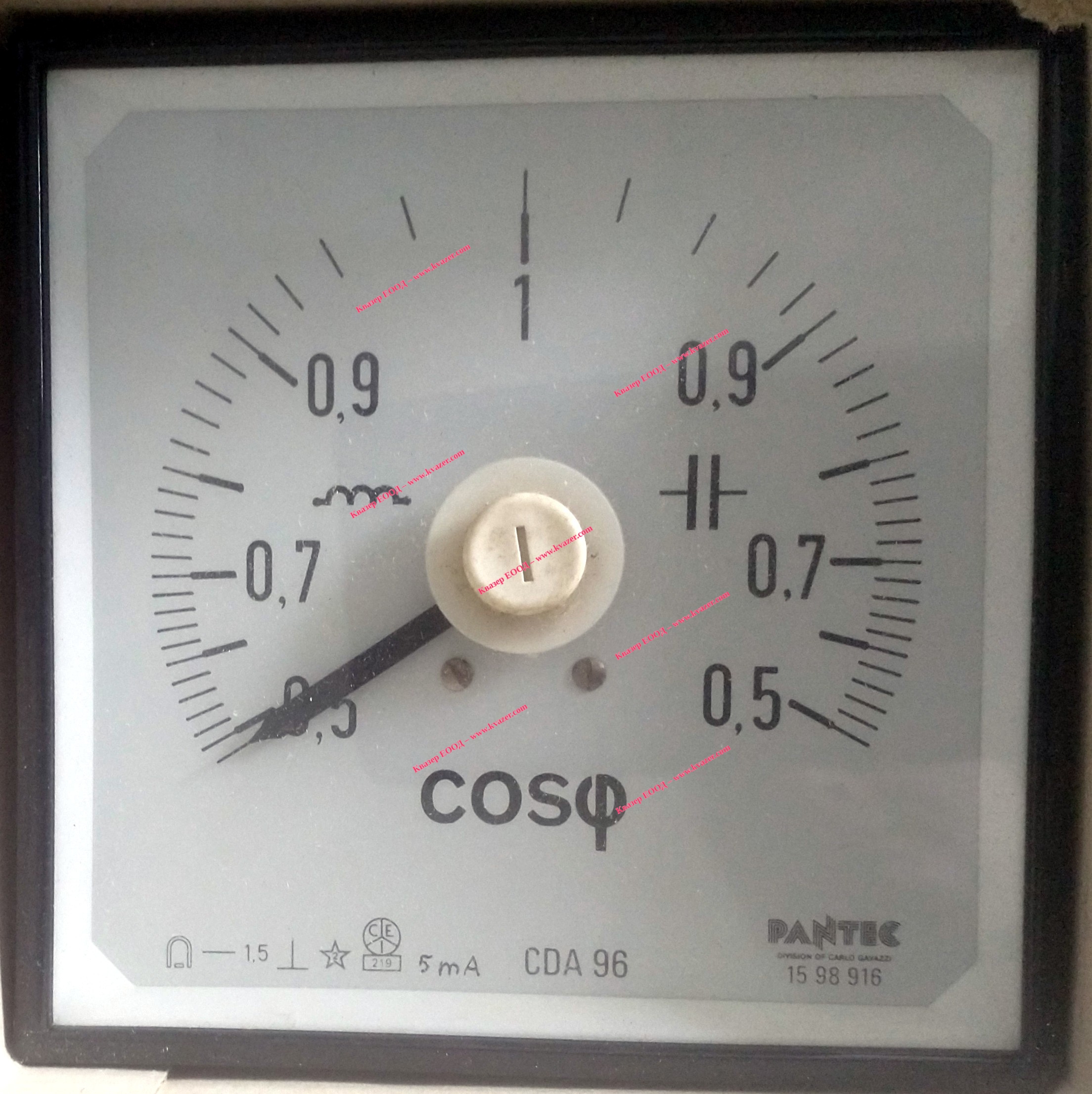 Косинус Фи метър (cos phi), 5mA, 0.5-1-0.5, аналогов панелен 96x96mm ...